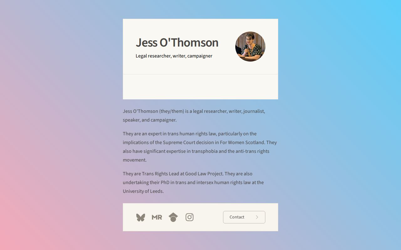 Jess O'Thomson - Legal Researcher & Journalist